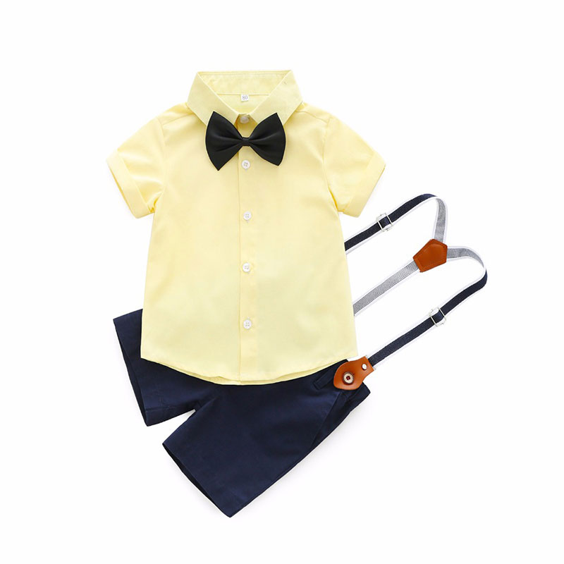 Baby Business Suit Bow Tie Polo Button Onesie Bodysuit & Suspender ...