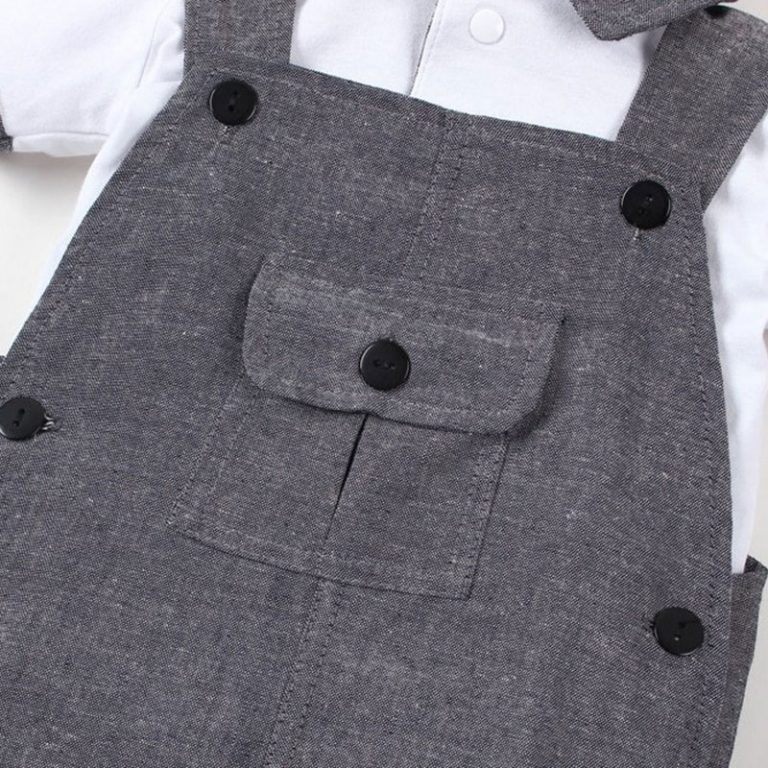 Short Sleeves Collar Shirt Suspenders Overall Pants Outfit ...